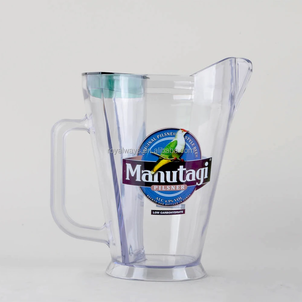 Clear Plastic Drink Pitcher 60oz Beer Pitcher With Ice Chamber - Buy ...