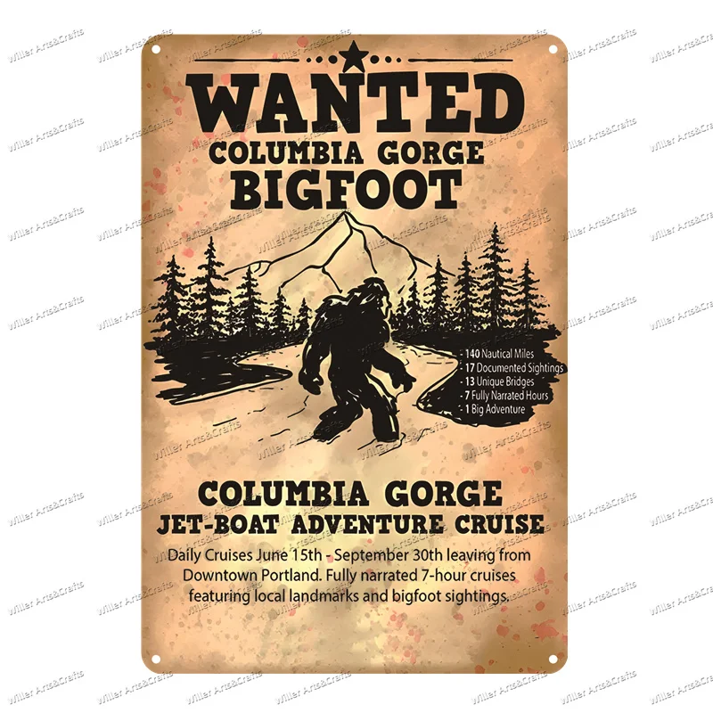 Retro Tin Sign Bigfoot Sasquatch Metal Poster Man Cave Bar Pub Decor ...