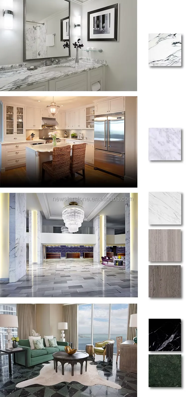 Newstar Aristone White Marble Slab Flooring Tile Sintered Stone Room ...