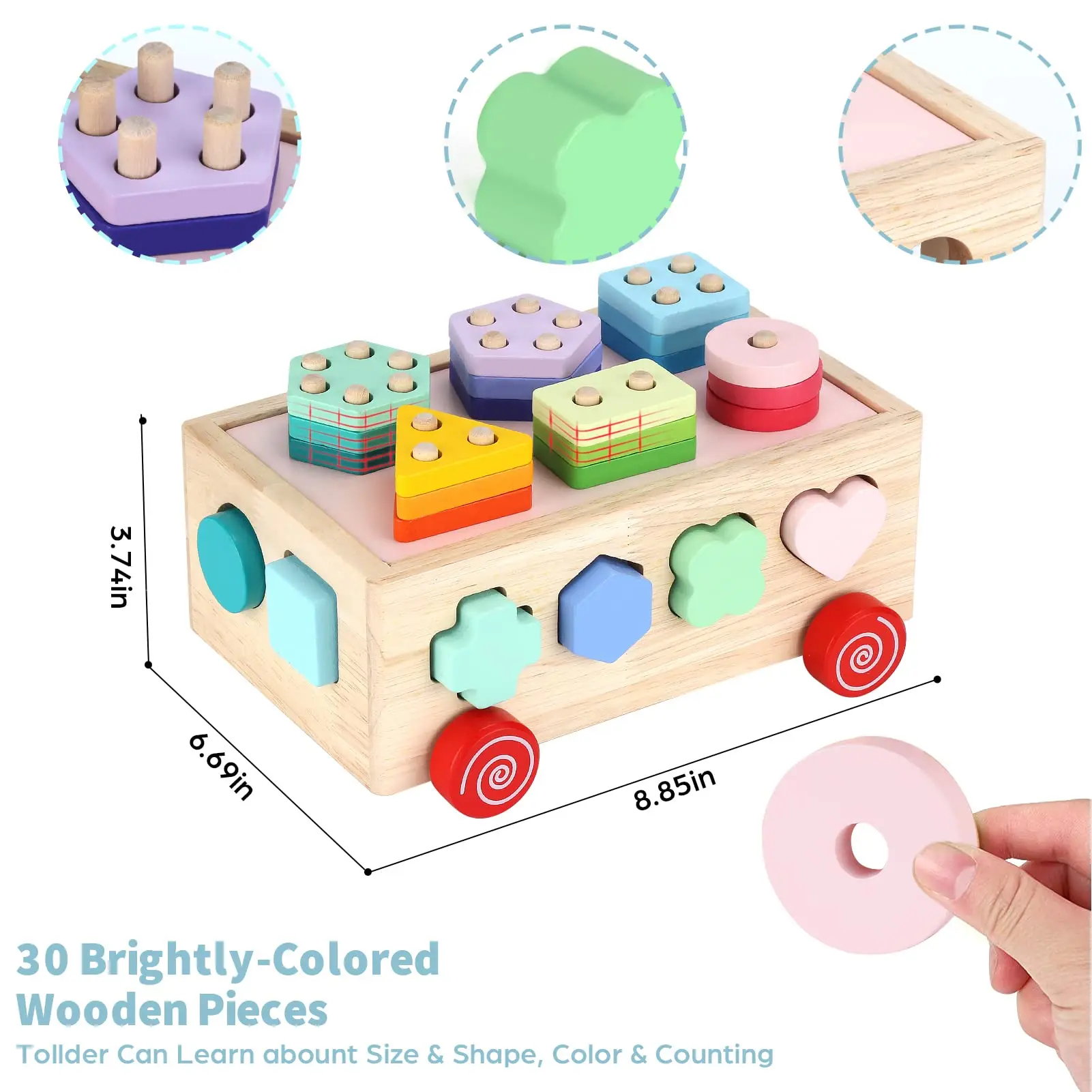 Wooden Cognitive Toys Color Recognition Shape Classification Cube Block ...