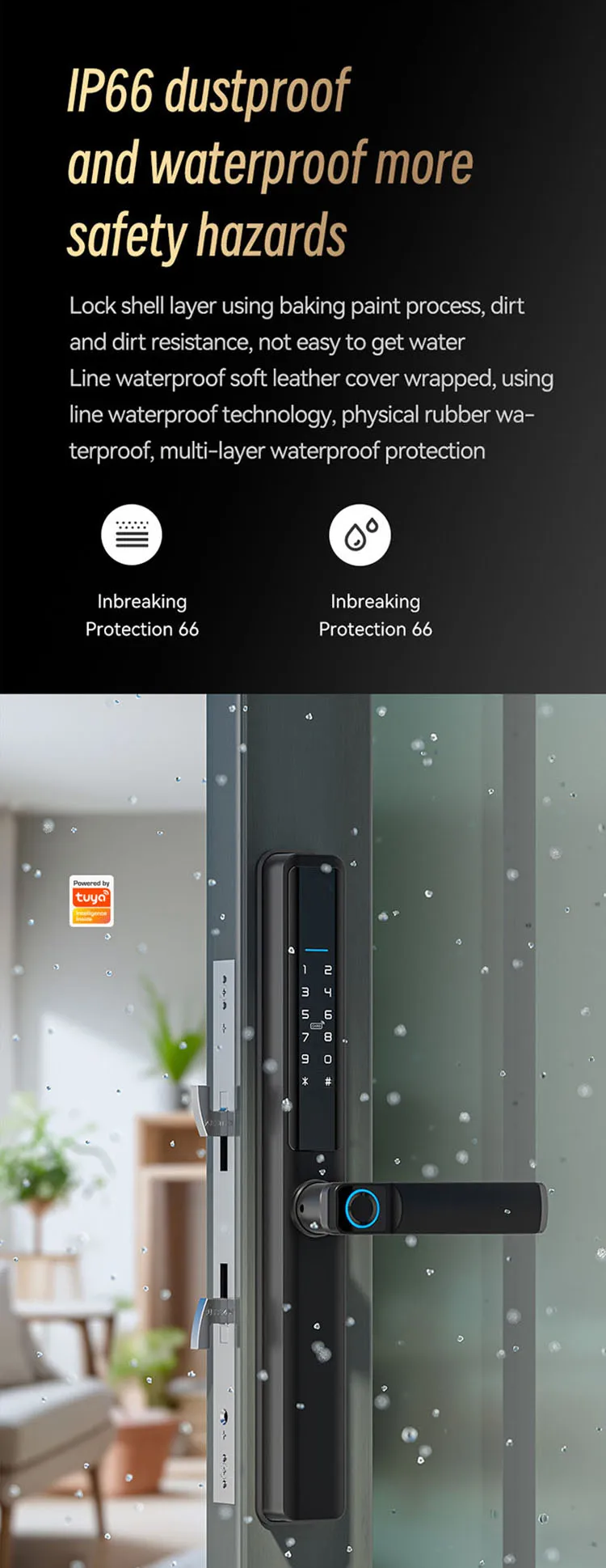 ANG Aluminum IP66 Waterproof Smart Lock for Sliding Doors