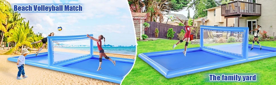 33ft Inflatable Beach Volleyball Net Court - Water Party Fun