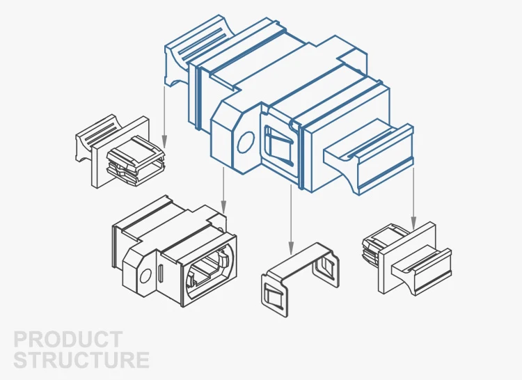 MPO MTP Violet Aqua Key Up Down Fiber Optic Adapter OM3 OM4 for Data ...