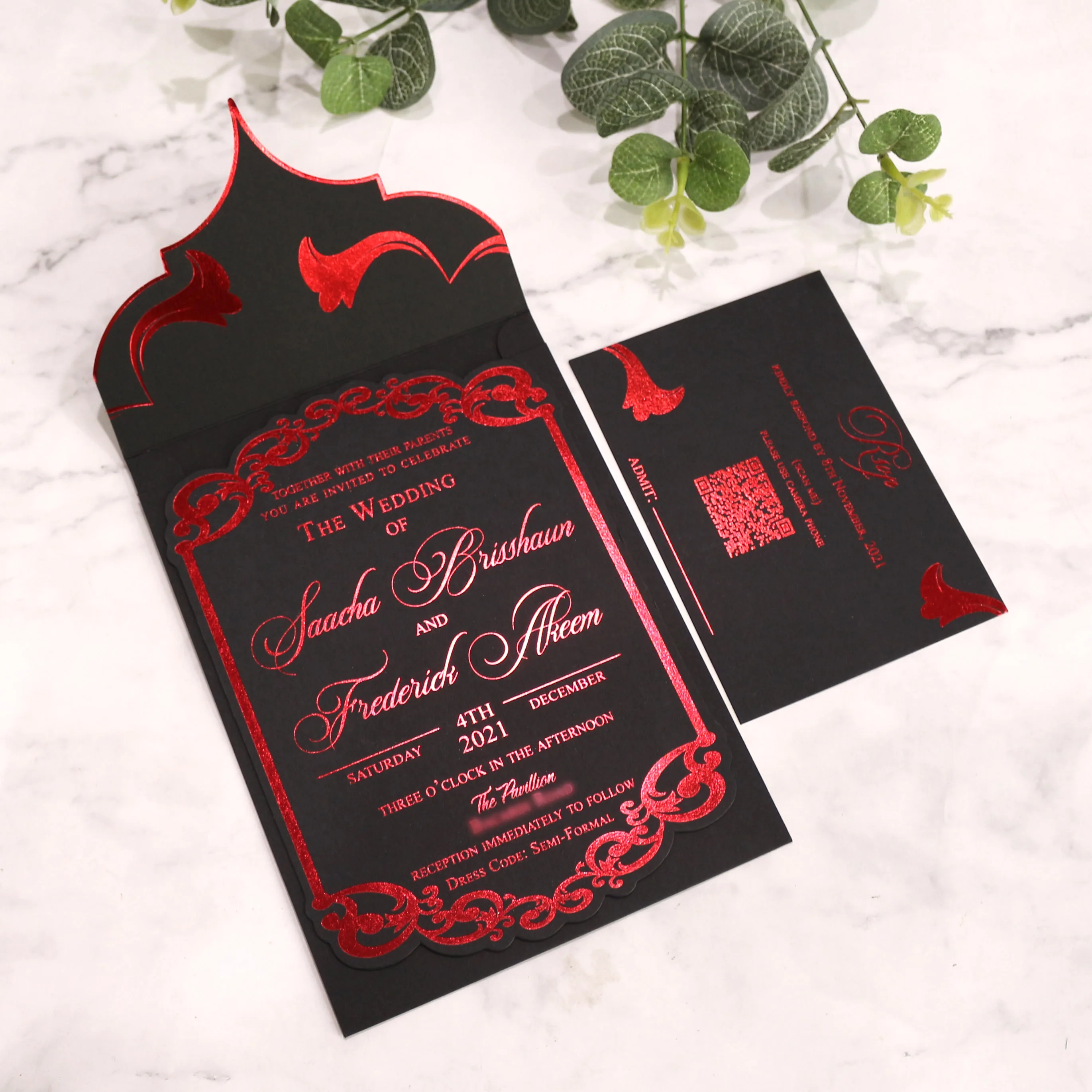 Red And Black Wedding Invitations