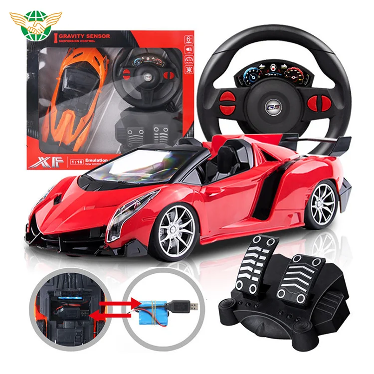 1:16 Gravity Sensor Steering Wheel Remote Control Car With LED Lights ...