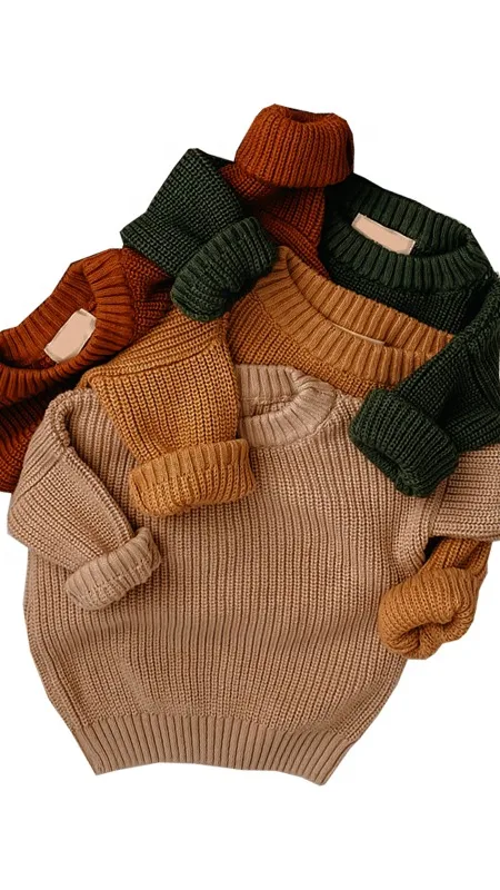 Kids Chunky Knitted Sweater Custom Organic Cotton Jumper Sweatshirt ...