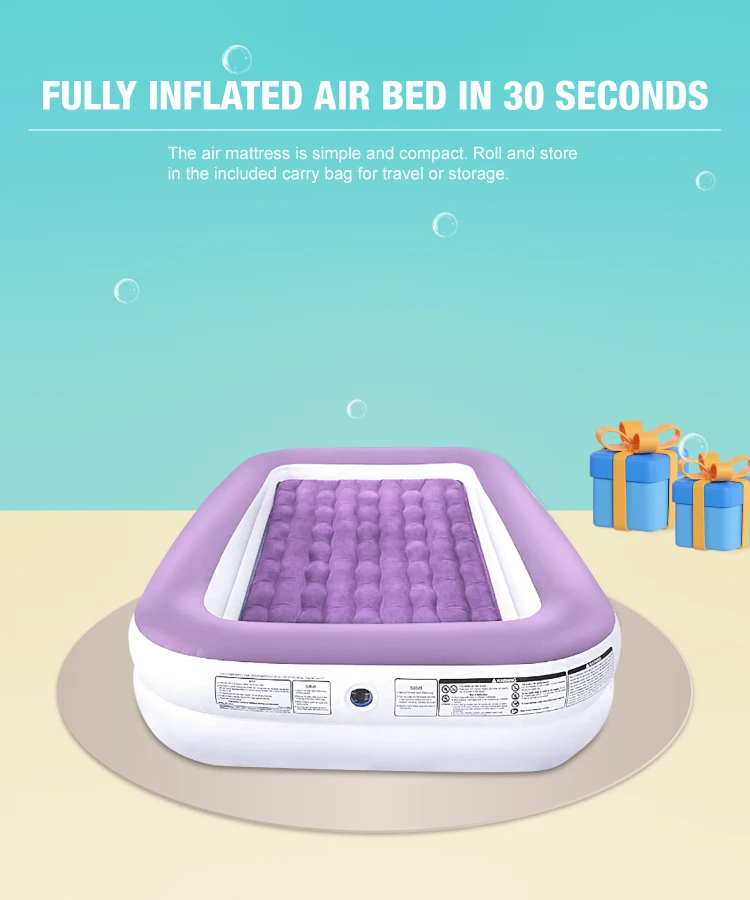 Flocking Pvc Kids Bed Inflatable Air Mattress for Children with Pillow ...