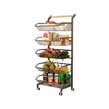 Multi-story Shelves With Wheels Portable Ground-moveable Storage Rack ...