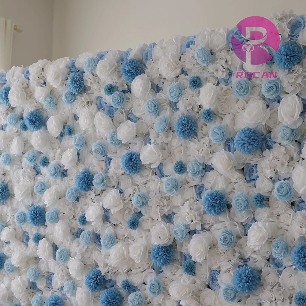 Baby Blue Flower Wall Rose Backdrop Hydrangea Flower Wall Gender Reveal ...