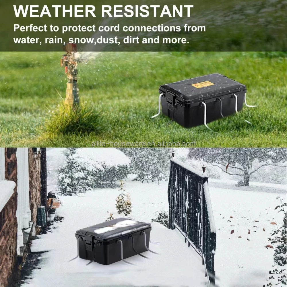 Large Outdoor Electrical Box Ip54 Waterproof Extension Cord Cover Weatherproof Protect Outlet ...