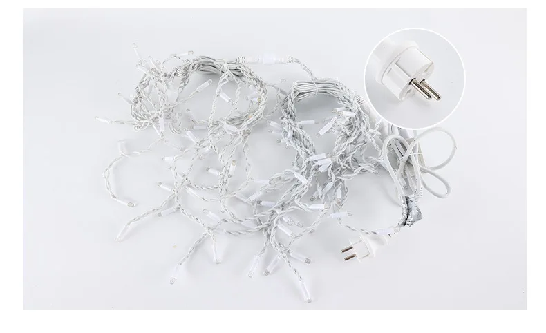 White Outdoor 10m 100 Led Rubber Wire String Lights Ip65 Christmas ...