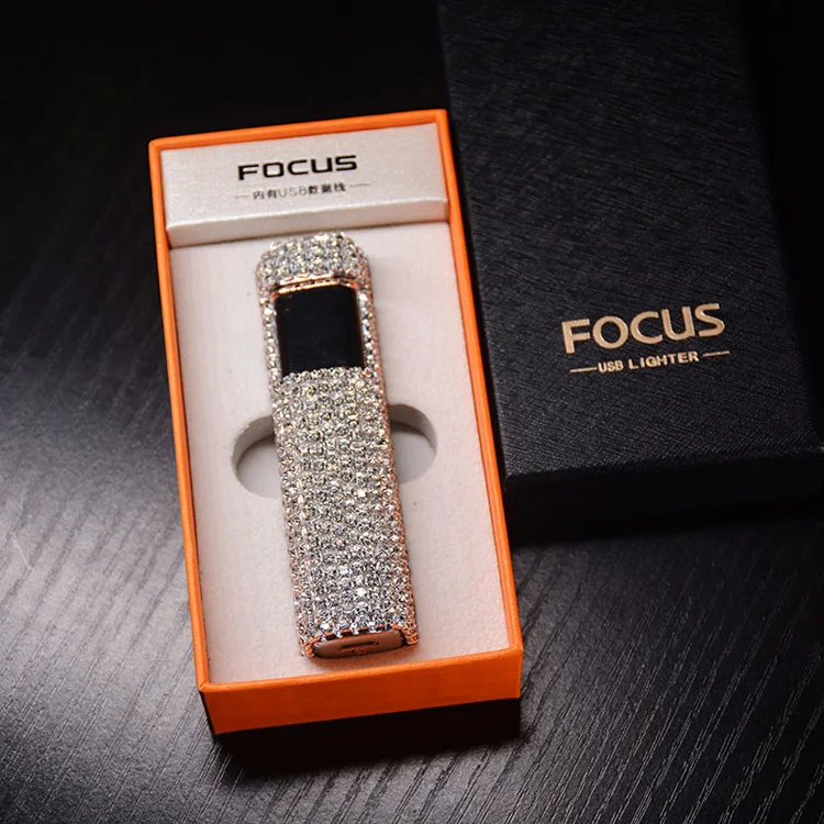 New Cigarette Rechargeable Lighters Electronic Luxury Rhinestone Usb ...