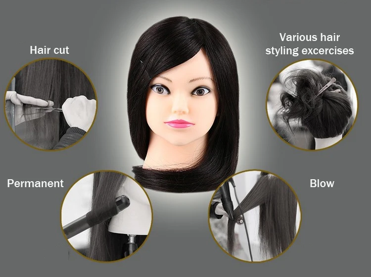 80% Real Hair Curled Cutting Practice Mannequin for Salon