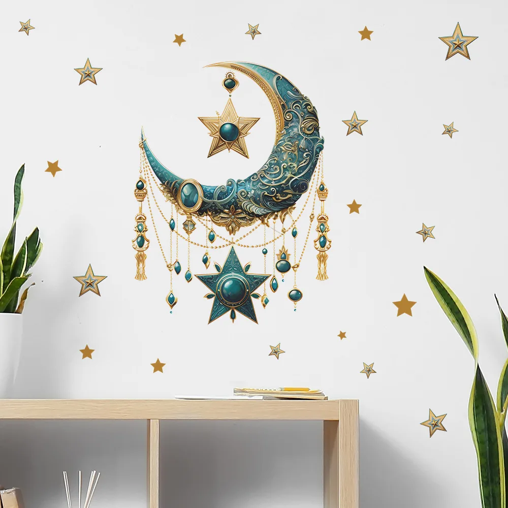 Middle East Luxury Wallpaper Muslim Moon Stars Wall Sticker for Islam ...
