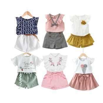 Summer Girls Clothes Set Skirt Solid Color Top With Skirt Cute Two ...