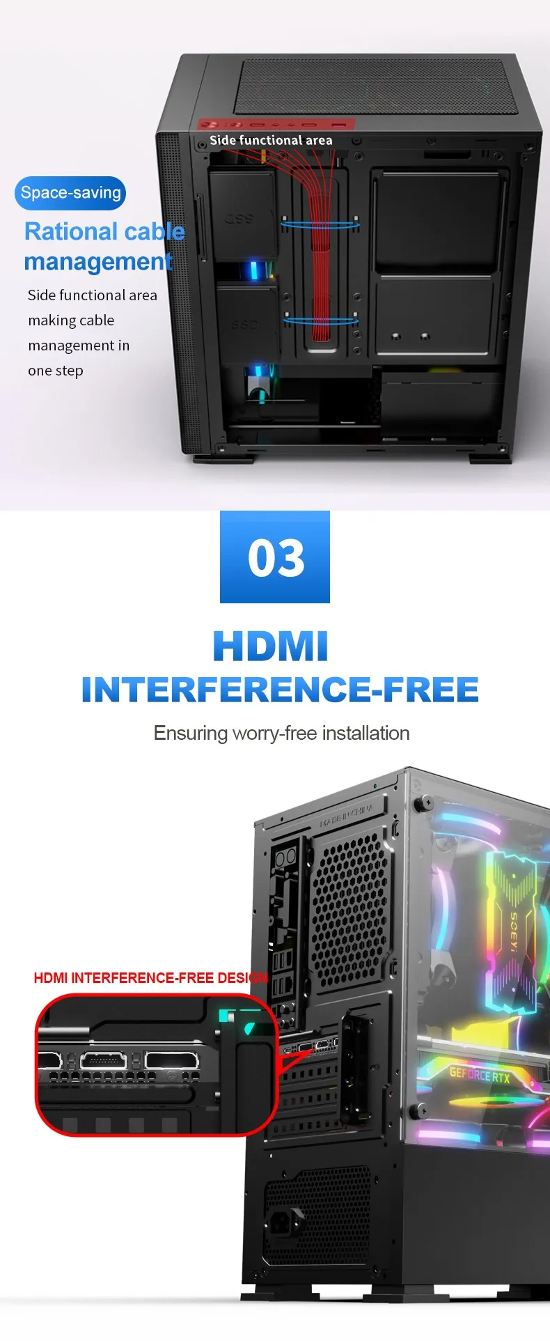 Modern OEM Kustom Putih Tempered Glass Akrilik Pc Terbuka Case Gaming ...