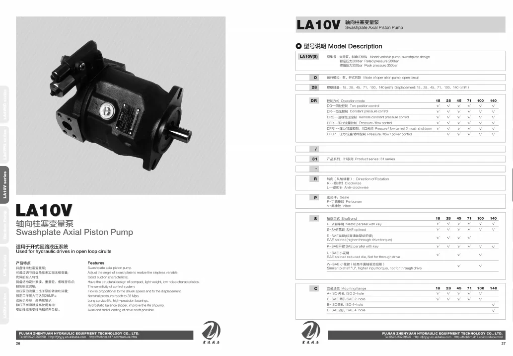 A10VO Hydraulic Axial Piston Pump - High Pressure Excavator Pump