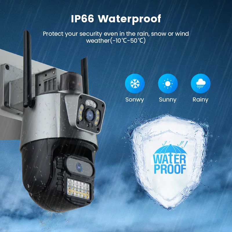 Outdoor Dual-lens Wireless Ip Security Cctv Ptz Dome Camera 6mp Ai ...