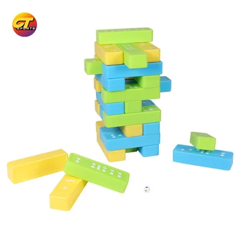 2 In 1 Building Blocks Domino Game & Stack Set Large Rainbow Tower ...