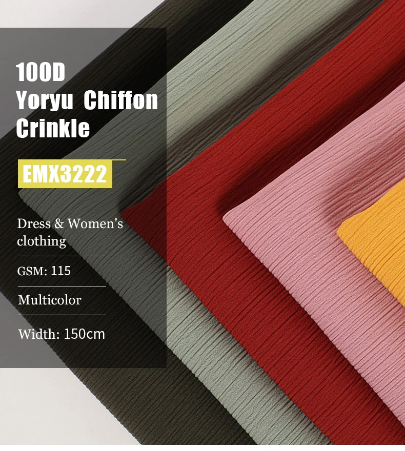 Premium Quality Woven 100d Polyester Yoryu Chiffon Crinkle Wrinkle ...