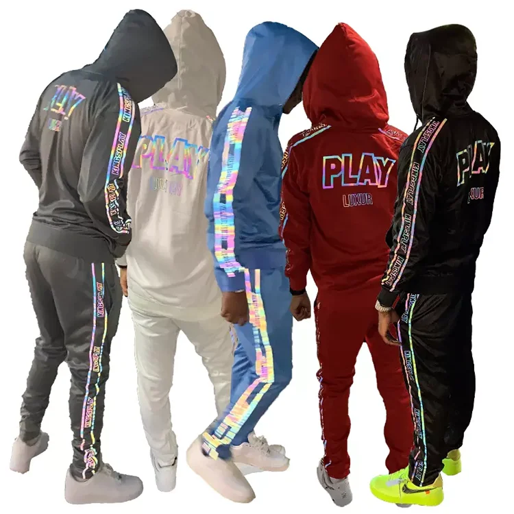 Streetwear Custom Logo Reflective Mens Windbreaker Tracksuit 3m ...