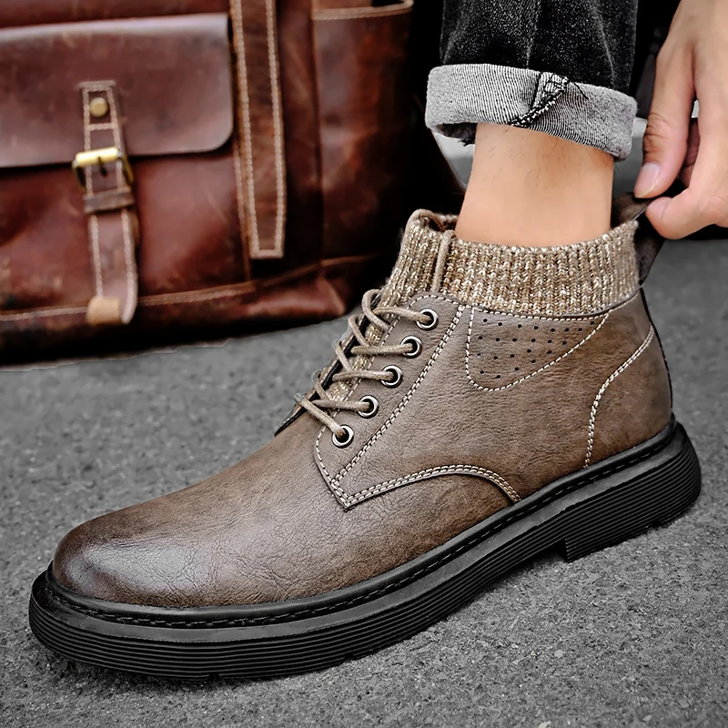 New Modern Design Fashion Leather Boots for Men Nubuck Leather Boots ...