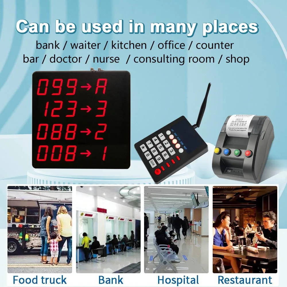 Take A Number Numbering System Display Receiver Thermal Printer For Customers Ticket System For ...