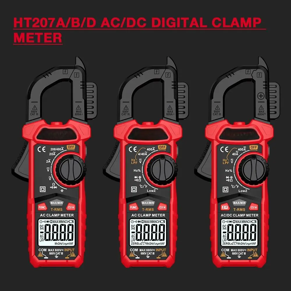 HT207ABD Clamp Meter Digital Display High-precision AC and DC Universal ...