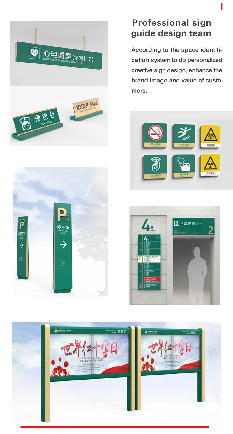 Interior Office Hospital Direction Signage - Customized
