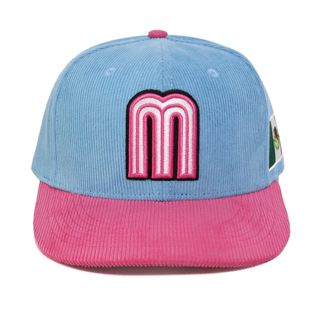 6 Panel Two Tone Pink Brim Snapback Hat New Design Flat Embroidered ...