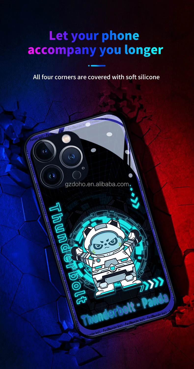 Smart Glow In The Dark Phone Case Smart Led Light Music Phone Case For Iphone 15 Samsung Huawei ...