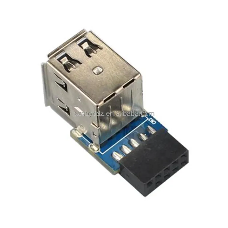 9pin Motherboard to 2 Ports USB2.0 Dual USB A 9 Pin Female Adapter ...