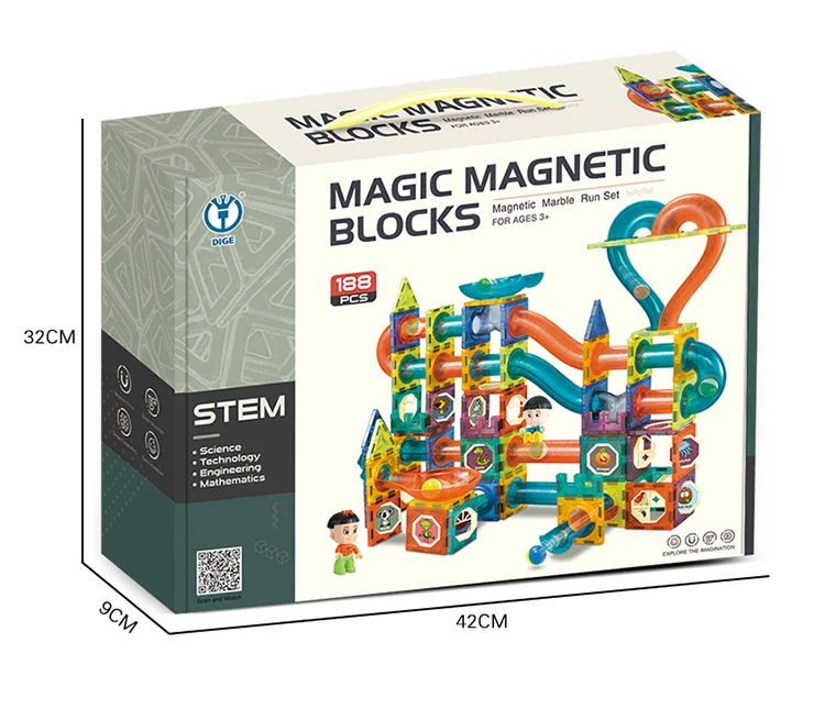 Magic Magnetic Blocks 188pcs Magnetic Marble Run Set For Ages 3+ Stem ...