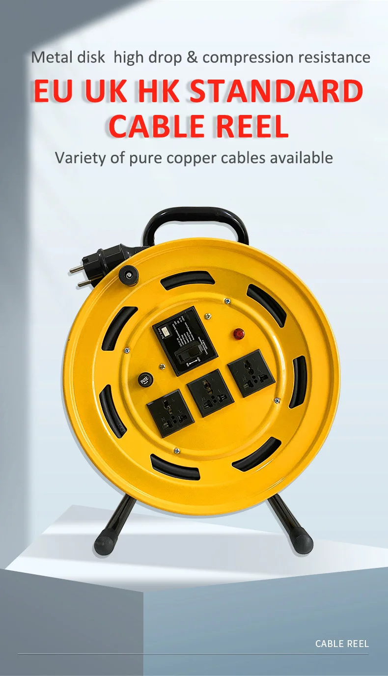 Damo Cable Reel - 100FT Foot Extension Cord with Breaker