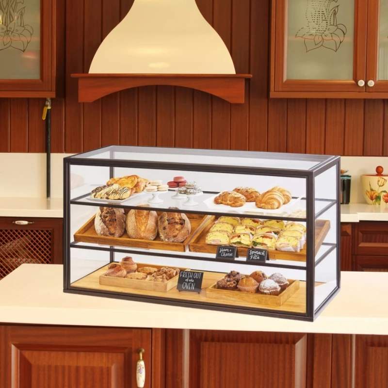 Clear Bakery Display Stand - 3 Tray Pastry Case for Supermarket