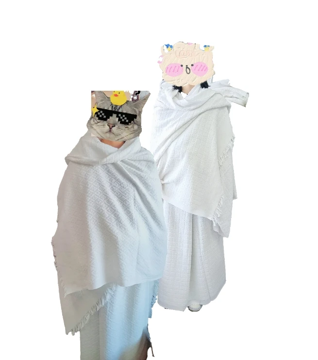 Adult Pure Cotton Ihram Hajj Ihram Towel 1600g Real Life Wear Effect Of ...