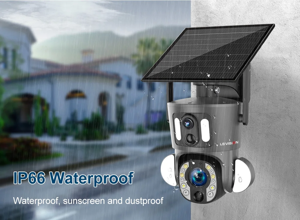 LS VISION 2024 Dual Lens 3K WIFI 4G Solar Floodlight Camera