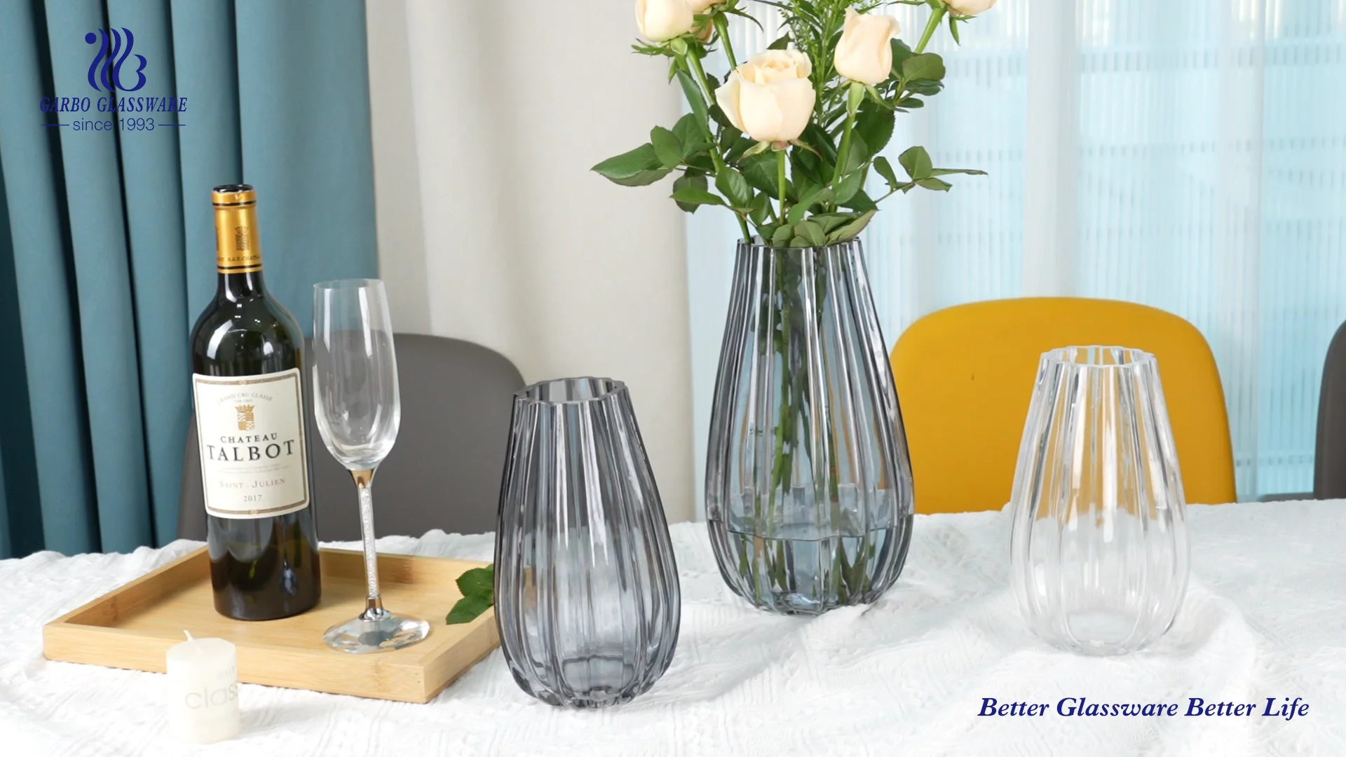 Handmade Blown Craft Glass Vase Solid Transparent And Custom Painted ...