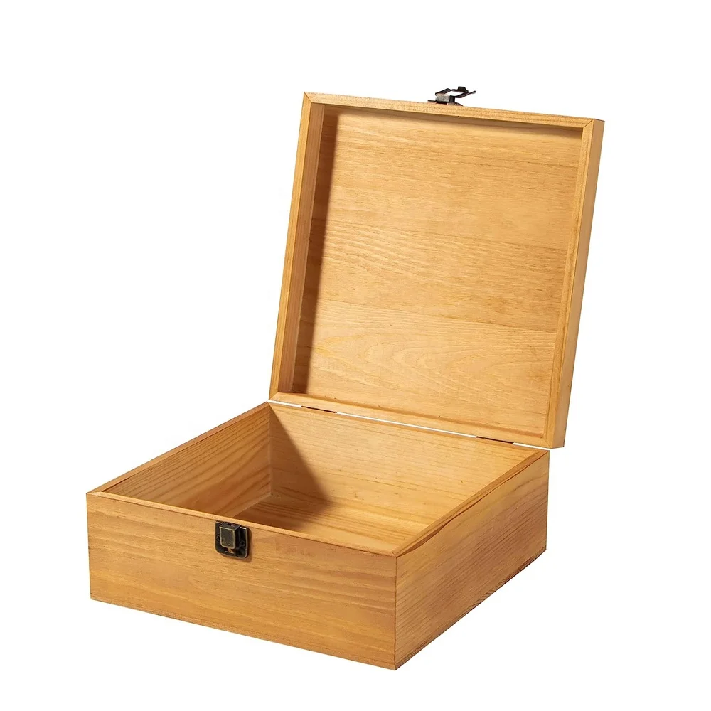 Wooden Boxes With Hinged Lid Wooden Storage Box Container With Front ...
