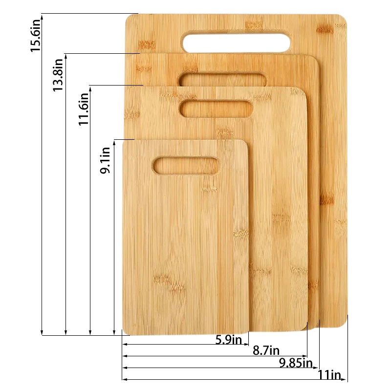 Natural Bamboo Kitchen Tools Organic 4-piece Set Kitchen Chopping Board ...