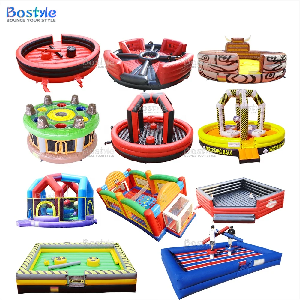 Custom Indoor Playground Inflatable Mechanical Bull Wipeout Course for ...