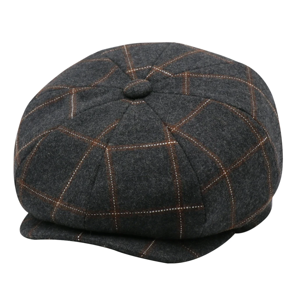Custom Gatsby 8 Panel Peaky Boy Hat Flat Newsboy Caps Wool Men's Ivy ...