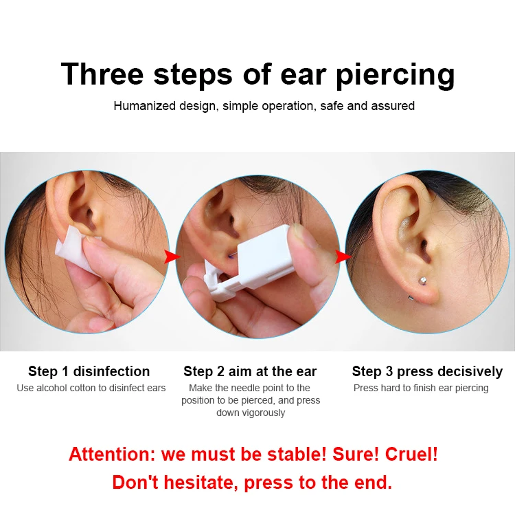 NEW Ear Piercing Device Disposable Sterile Ear Piercing Kit Tool (1 ...