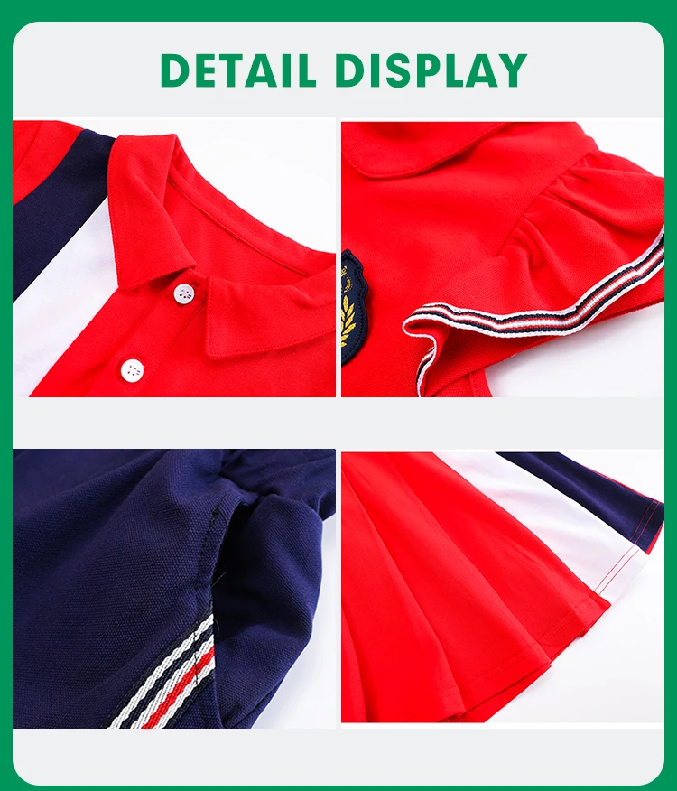 Red Schhool Uniform Design Primary Kindergarten Custom Short Sleeve ...