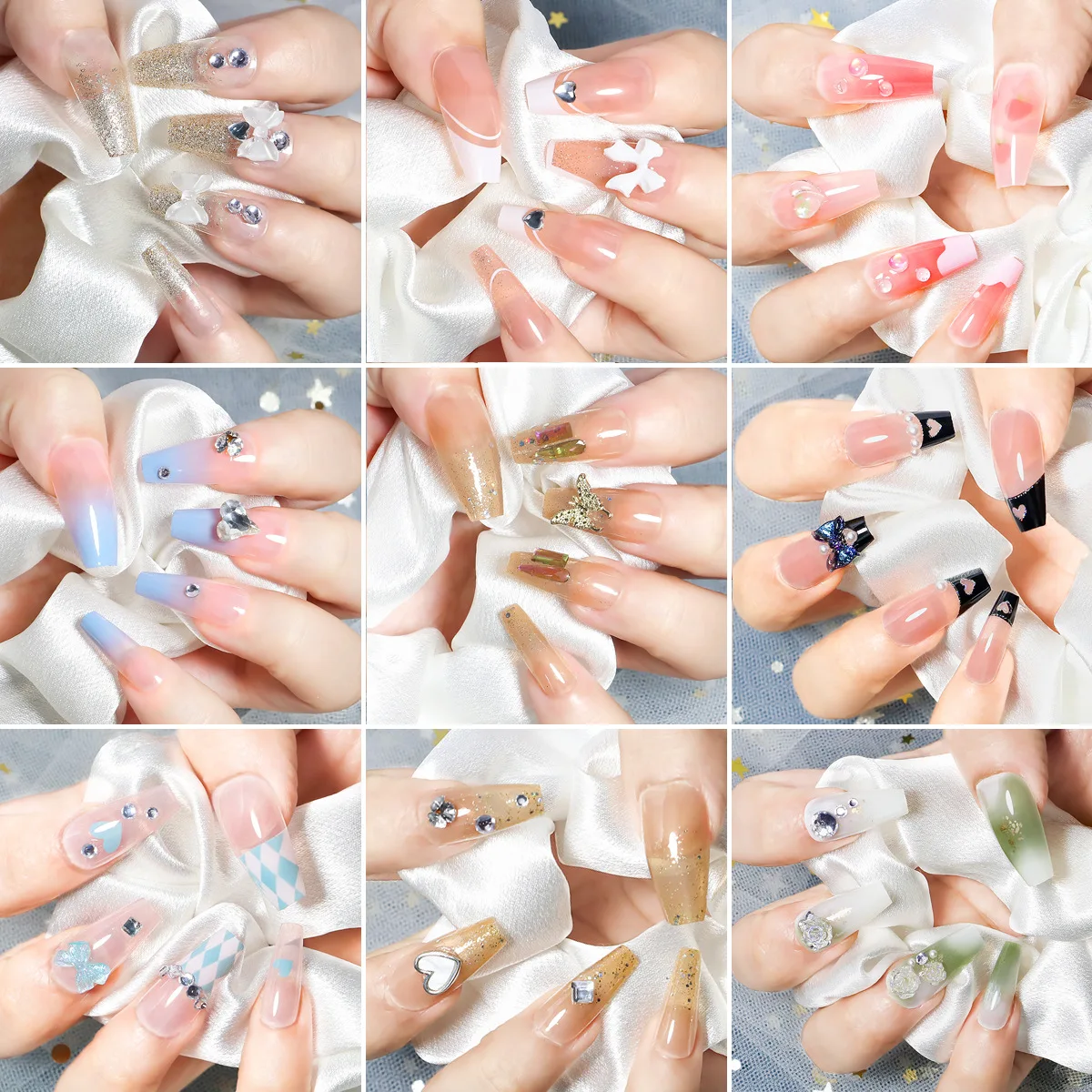 Wholesale Vendor Luxury Long Press on Nails - 24 Pieces