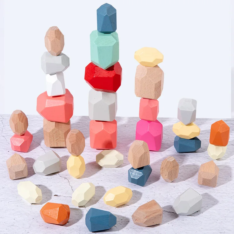 Montessori Wooden Stacking Rocks Game For Kids, Oem Welcome