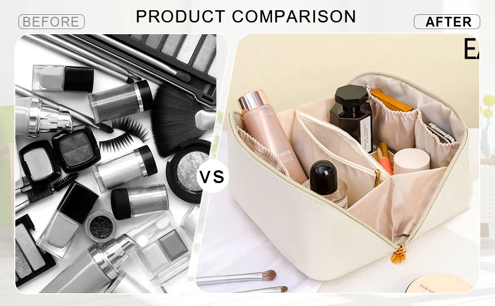 Customized Organizer Beauty Pouch Pu Leather Open Flat Cosmetic Pillow ...