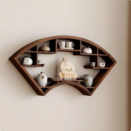 Solid Wood Chinese Style Wall Mounted Display Rack Simple Antique ...
