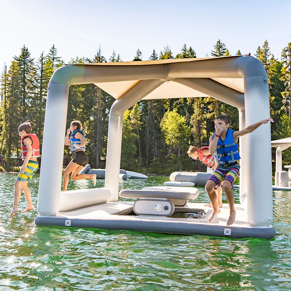 Luxury Inflatable Water Pavilion Portable Floating Gazebo with Seating ...