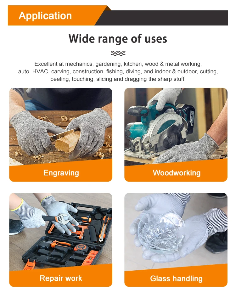 En388 4543 Safety Gloves Cut Resistant Level 3 Glass Handling Wood ...